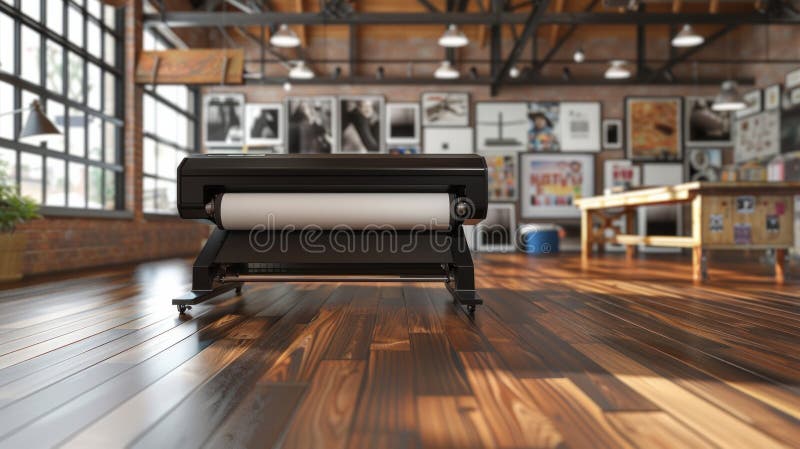 Large Format Inkjet Printer in Printshop Interior on Wood Floor ...