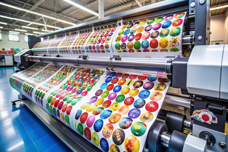 Large Format Inkjet Printer Working on Sticker Sheets with Branding ...