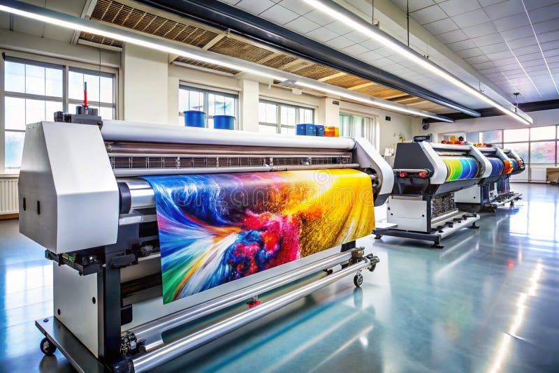Large Format Inkjet Printer Working on Vinyl Paper in Workplace Stock ...