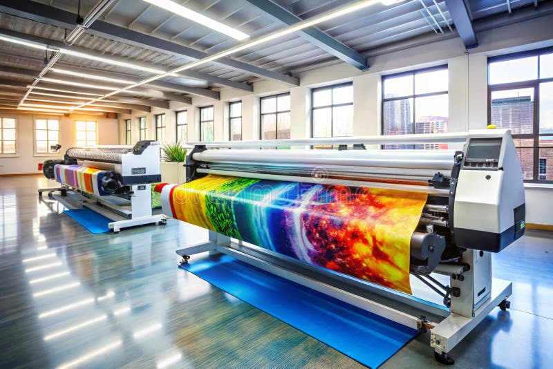 Large Format Inkjet Printer Working on Vinyl Paper in Workplace Stock ...