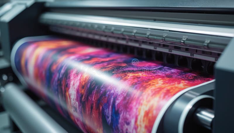 Large Format Printer in Action. Vibrant Colorful Print Emerging ...
