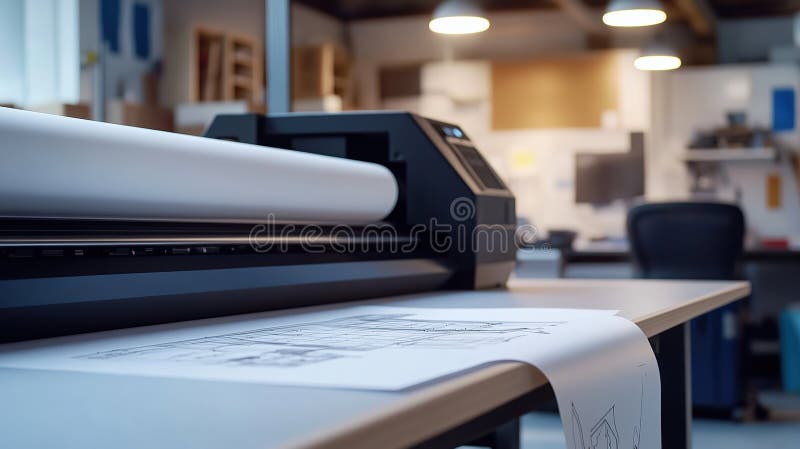 Large Format Printer with Architectural Drawings in Office Environment ...