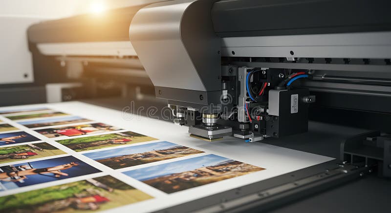 A Large Format Printer is in Operation, Producing Several Photographs ...
