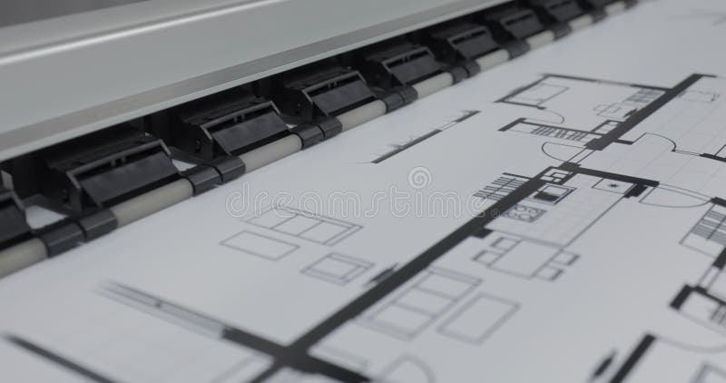 Large Format Printer Printing Stock Video - Video of blueprint ...