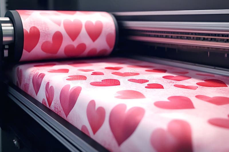 Large Format Printer Printing Hearts on Roll Stock Image - Image of ...