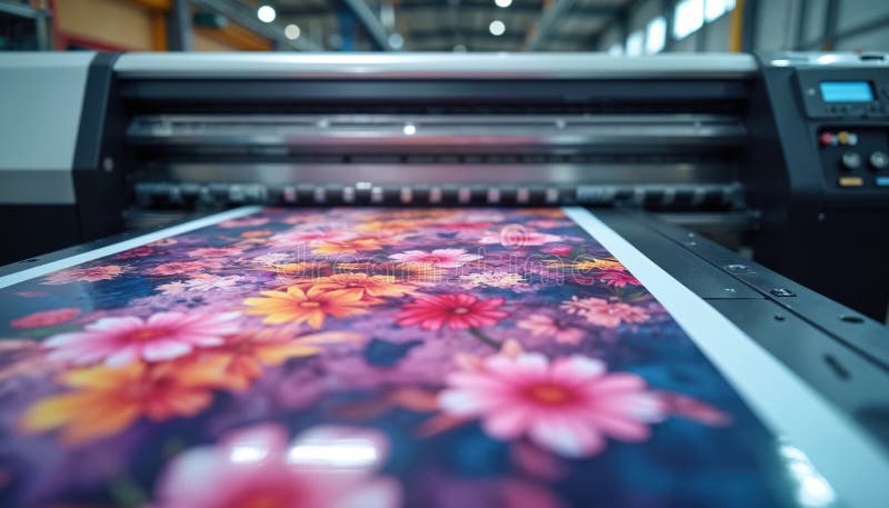 Large Format Printer Prints Vibrant Colorful Flower Image. Advanced ...
