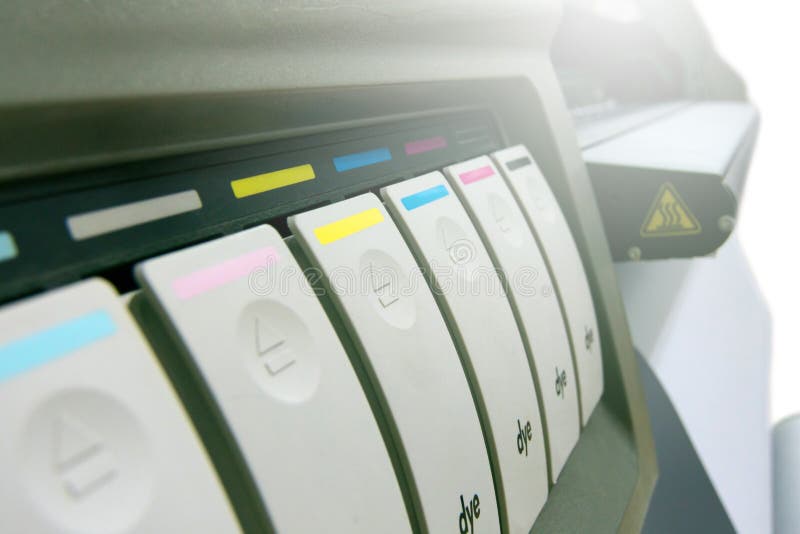 Large Format Printing Machine with Lighting on White Background Stock ...