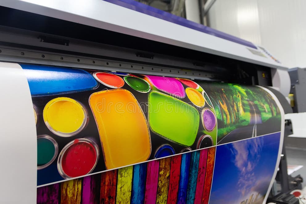 Large Format Printing Machine in Operation Stock Image - Image of work ...