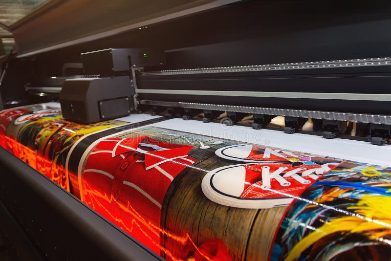 Large Format Printing Machine in Operation. Production and Printing ...