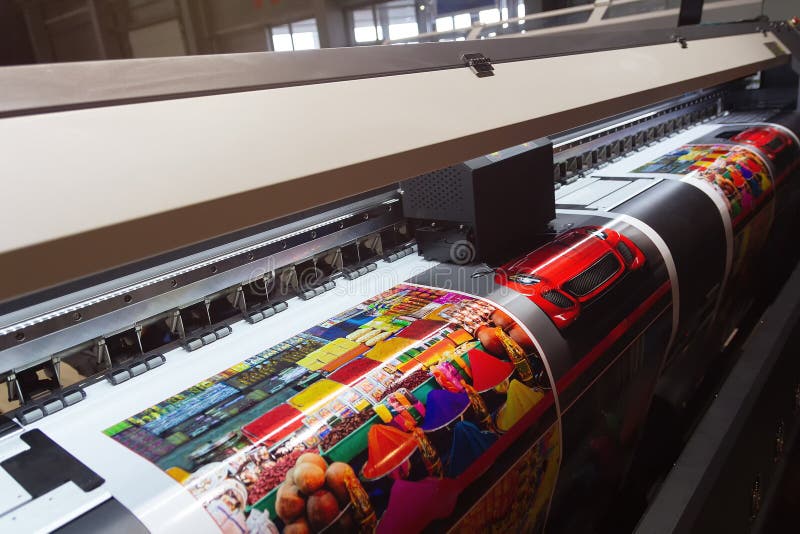 Large Format Printing Machine in Operation Stock Image - Image of ...