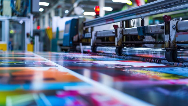 Large Format Printing Machine Producing Colorful Prints in a Modern ...