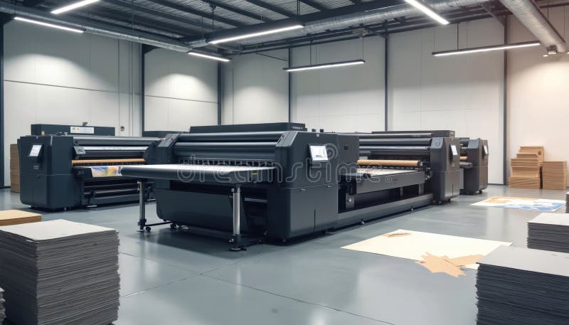 Large Format Printing Room with Multiple Machines, Stacks of Paper ...