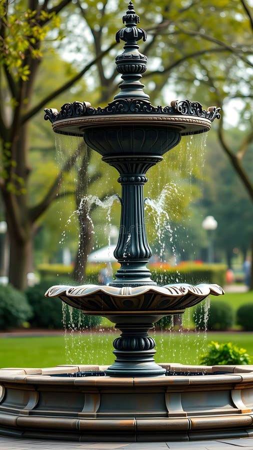 A Large Fountain with Water Shooting Out of it Stock Illustration ...