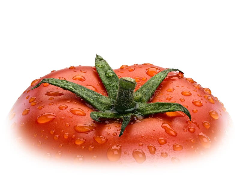 Large Fragment of Ripe Tomato Covered with Water Drops Stock Image ...
