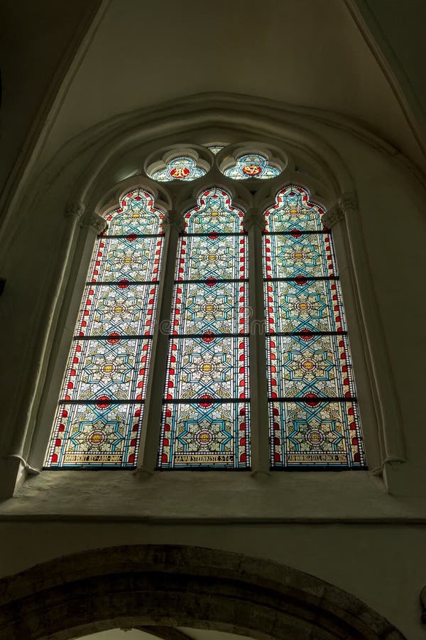 A Large French Window with Design Pattern Stock Image - Image of ...