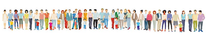 Large Friendly Group of People Stand Together Stock Vector ...