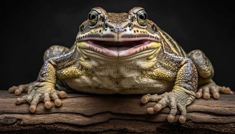 A Large Frog with Its Mouth Open Sitting on a Branch Stock Illustration ...