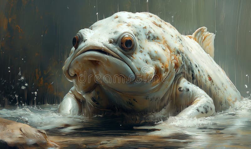 Large Frog Emerging from Water in a Tranquil Setting. Generative AI ...