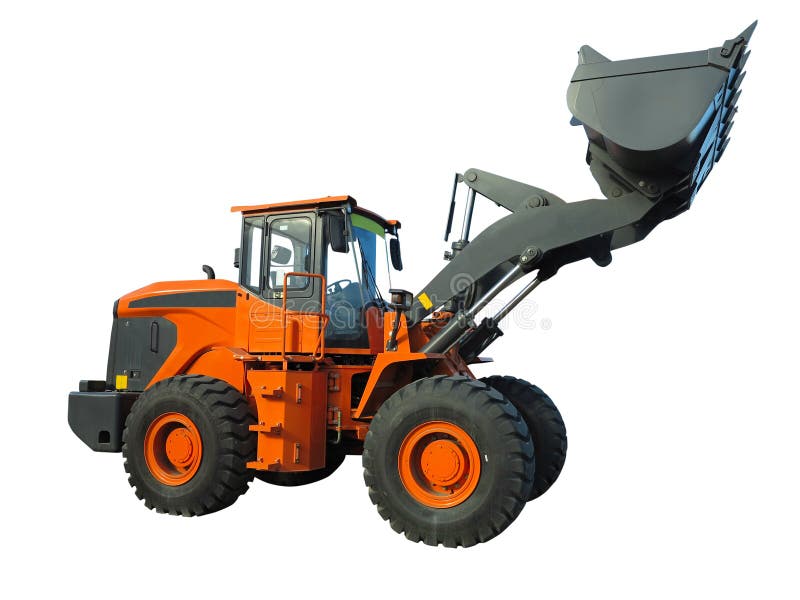Large Front Loader Excavator Construction Machinery Equipment Isolated ...