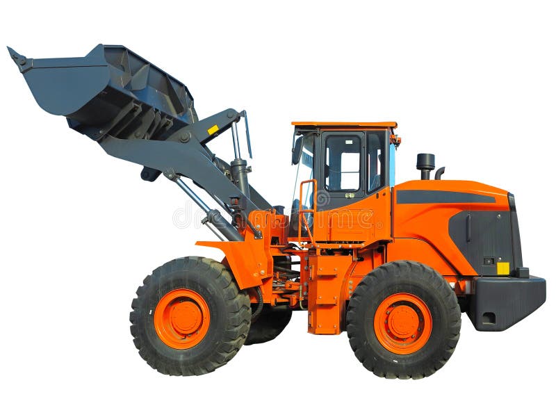 Large Front Loader Excavator Construction Machinery Equipment Isolated ...