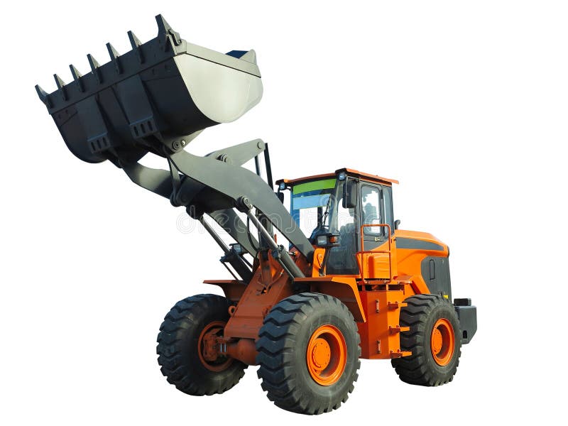 Large Front Loader Excavator Construction Machinery Equipment Isolated ...