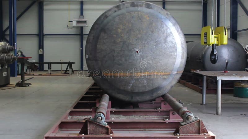 Large Fuel Tank Rotate on Rollers while Production it 2 Stock Footage ...