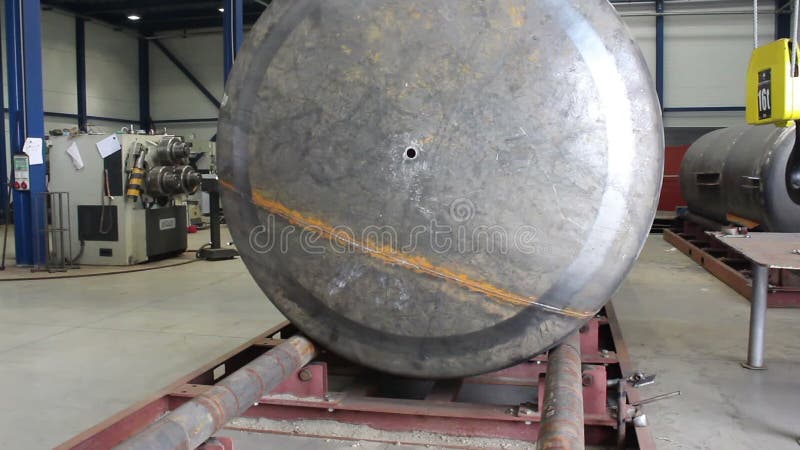 Fuel Tank Round Blue. Camera Rising To Reveal Landscape. Ball Shaped ...