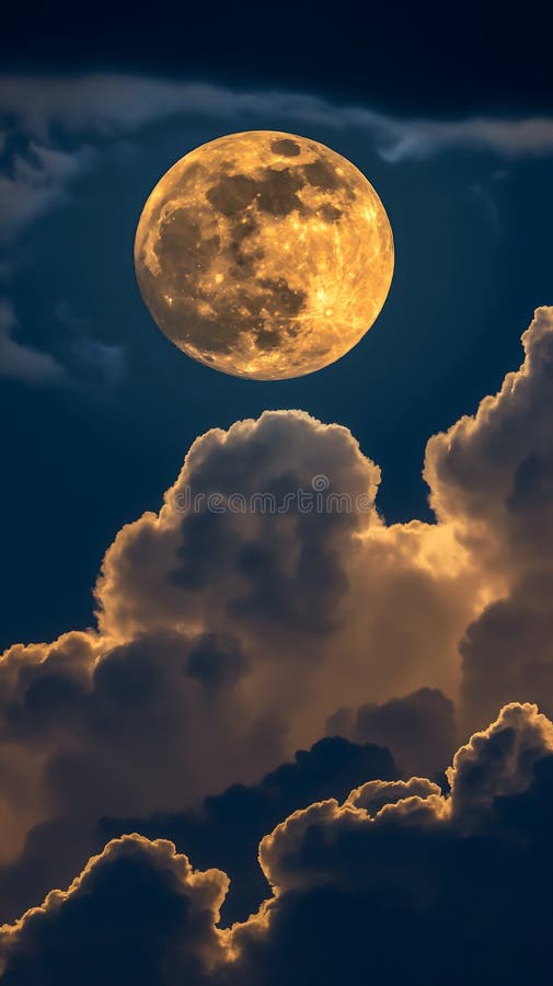 A Large Full Moon in a Night Sky Stock Illustration - Illustration of ...
