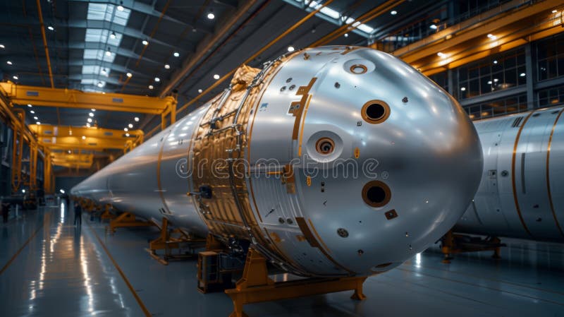 Large Futuristic Rocket Inside a Modern Industrial Facility, Showcasing ...