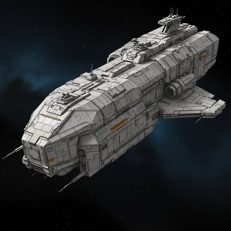 A Large, Futuristic Spacecraft is Depicted Against a Starry Space ...