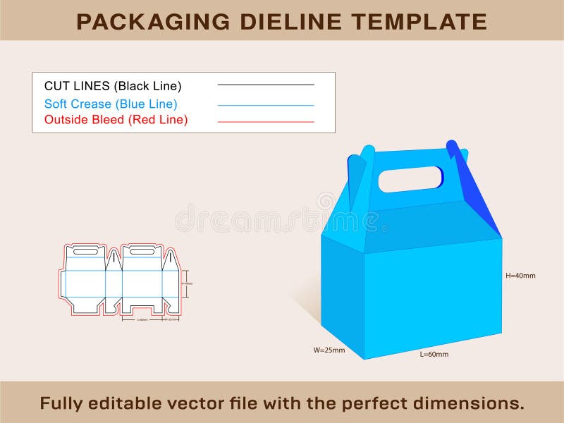 Large Gable Box Dieline Template Design Stock Vector - Illustration of ...