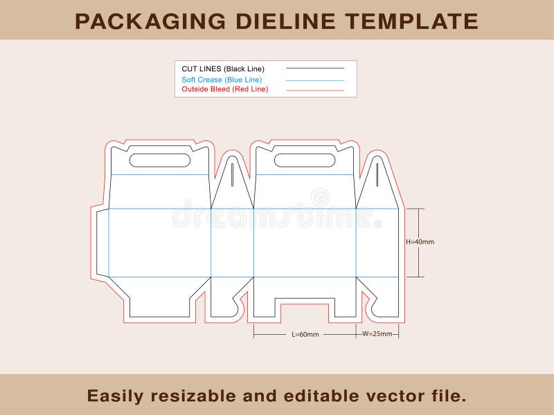 Large Gable Box Dieline Template Design Stock Vector - Illustration of ...