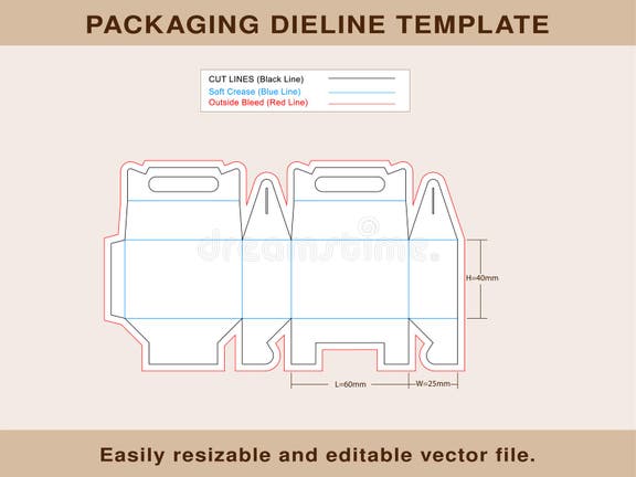 Large Gable Box Dieline Template Design Stock Vector - Illustration of ...