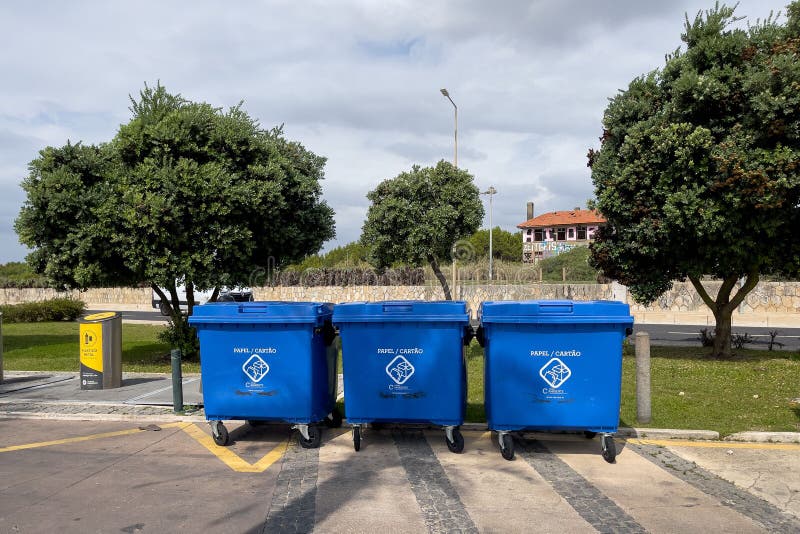 Large Garbage Containers Outdoors in Carcavelos Editorial Image - Image ...
