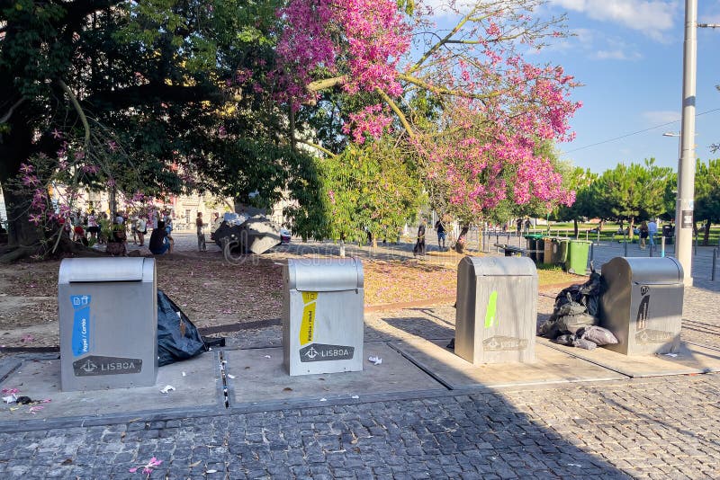 Large Garbage Containers Outdoors in Lisbon Editorial Image - Image of ...
