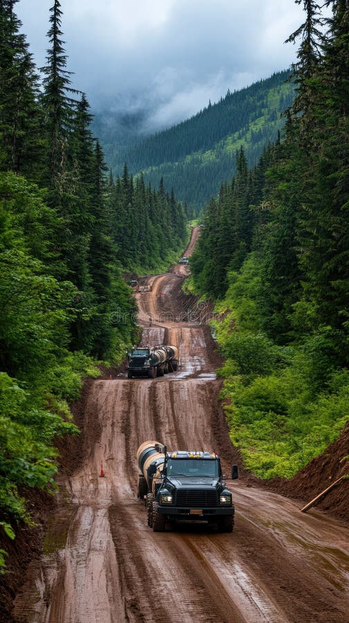 Large Gas Pipeline Being Installed in the Forest, Surrounded by Earth ...