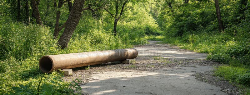 Large Gas Pipeline Being Installed in the Forest, Surrounded by Earth ...