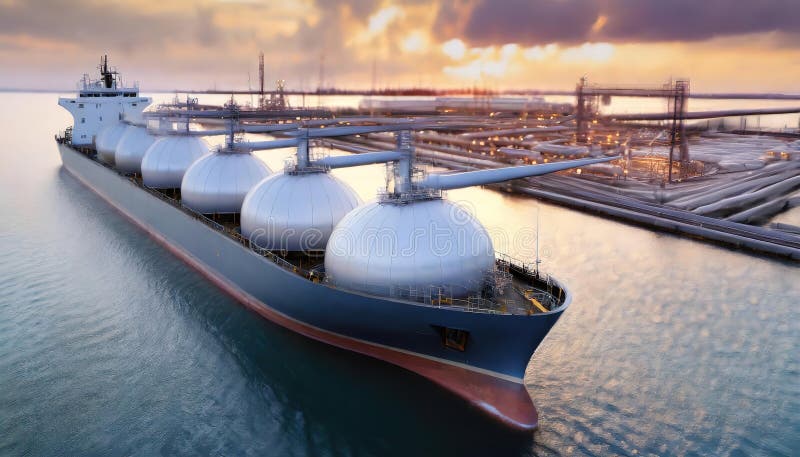 Large Gas Tanker Ship Sailing Under Cloudy Skies Stock Image - Image of ...