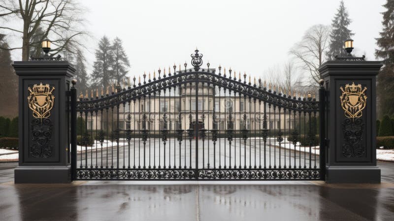 A Large Gate with a Building in the Background. Generative AI Image ...