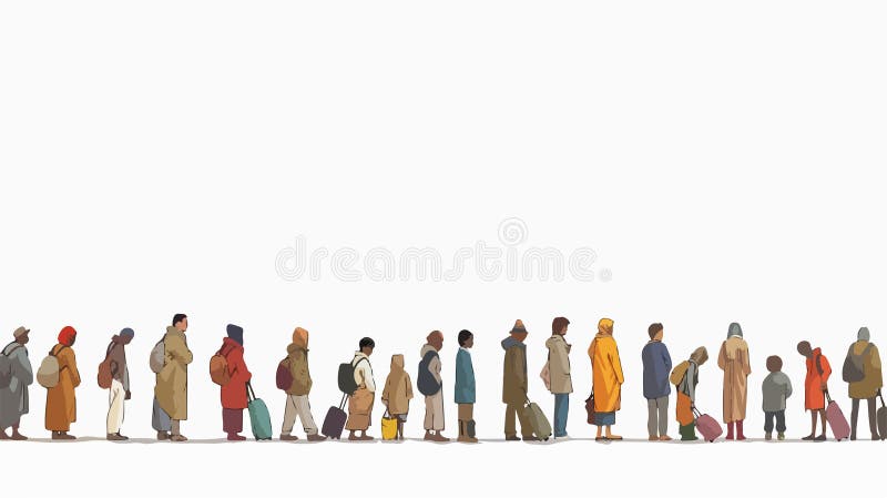 Large Gathering of People in Long Queue, Many Waiting in Line Stock ...