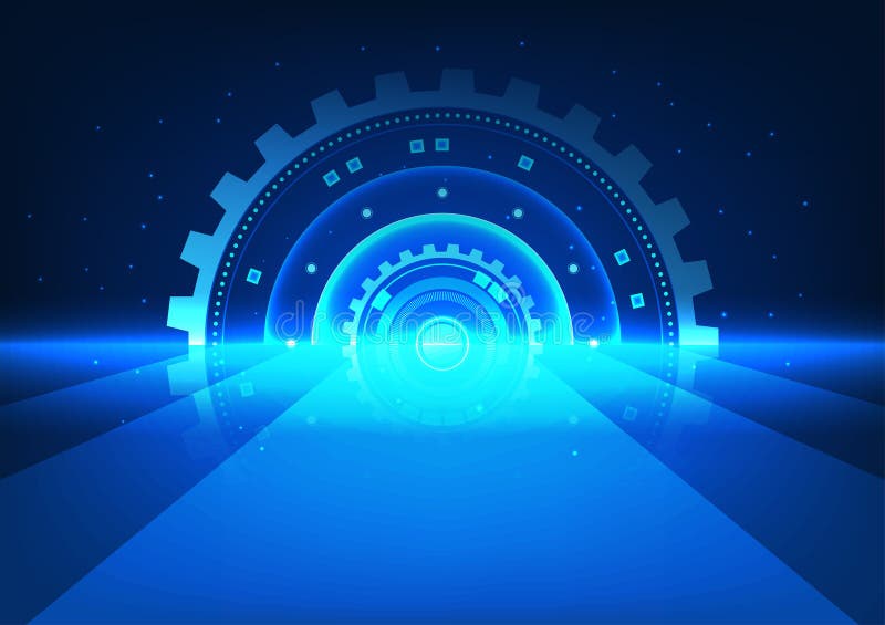 Large Gear Has a Large Walkway. it Represents the Entrance into the World of Technology Stock ...