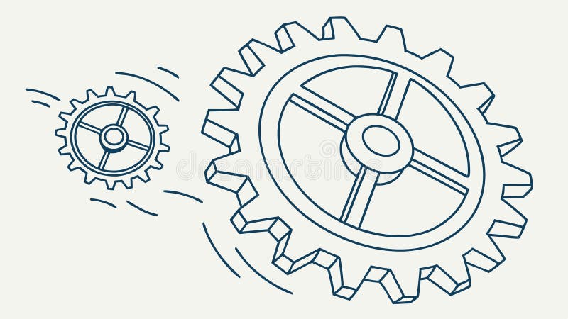 A Large Gear with Smaller Cogs Spinning Around it, System Icon. Vector ...