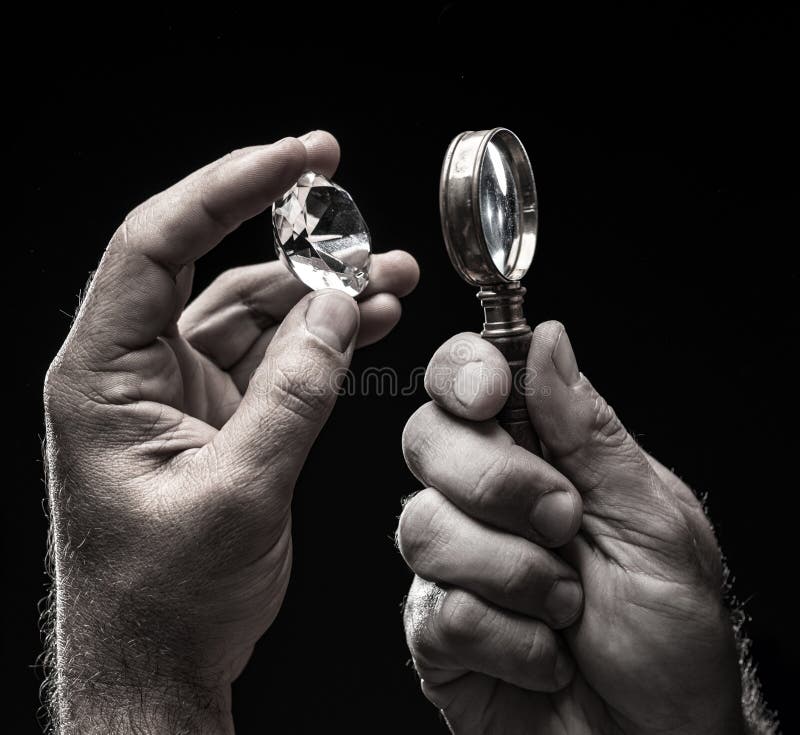 Large Gemstone in Jeweler S Hand Close Up. Gem Identifying and ...