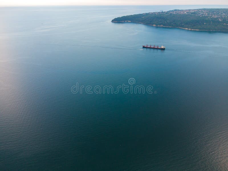 Large General Cargo Ship, Aerial View Stock Image - Image of harbor ...