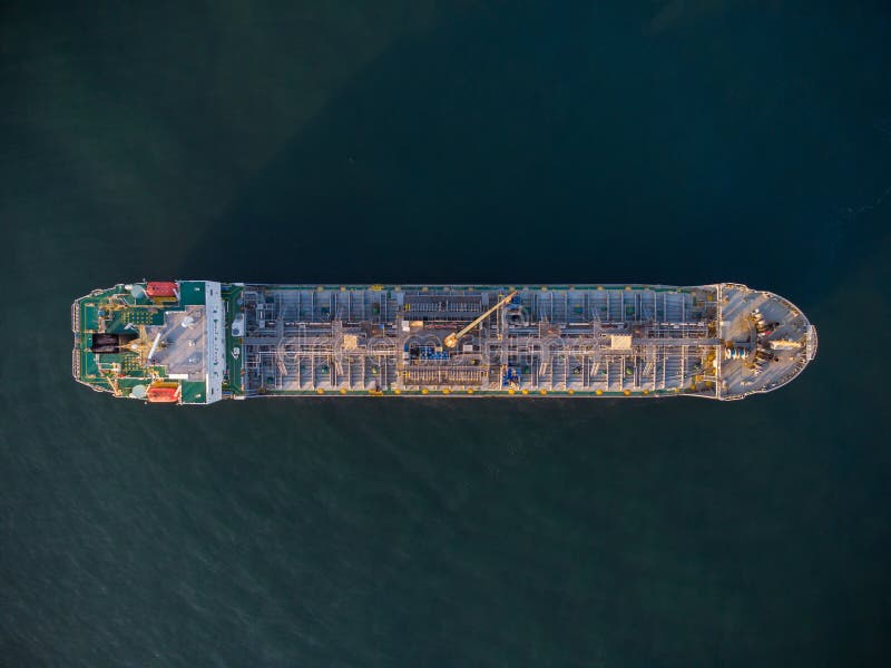 Large General Cargo Ship Tanker Bulk Carrier, Top Down Aerial View ...