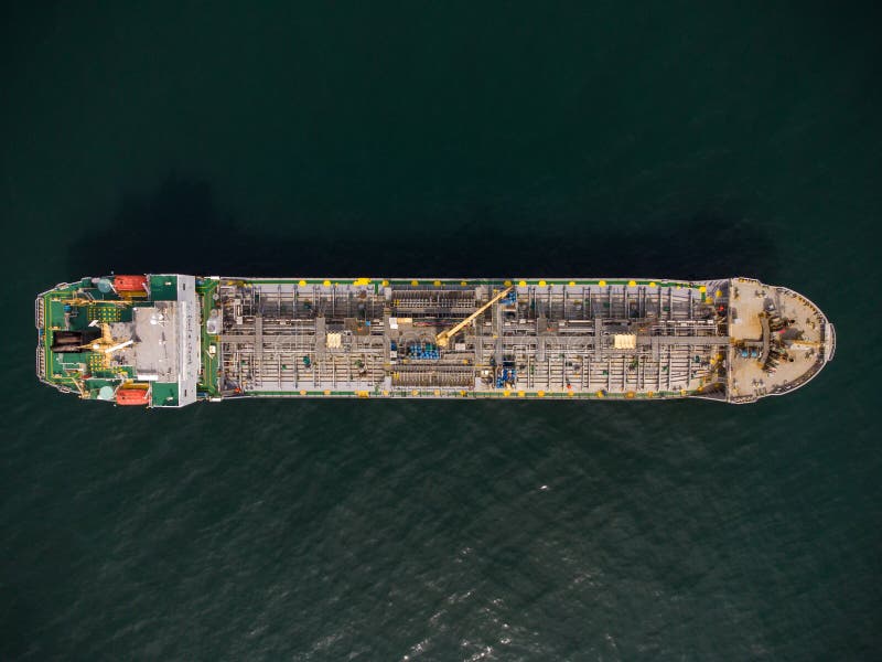 Large General Cargo Ship Tanker Bulk Carrier, Top Down Aerial View ...
