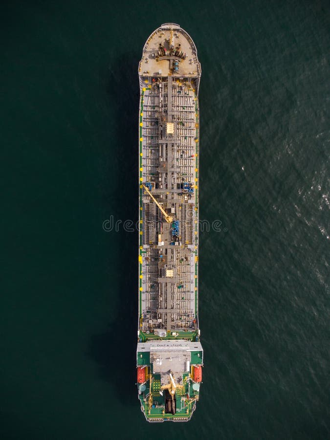 Large General Cargo Ship Tanker Bulk Carrier, Top Down Aerial View ...