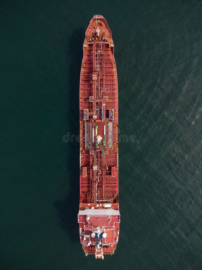 Large General Cargo Ship Tanker Bulk Carrier, Top Down Aerial View ...