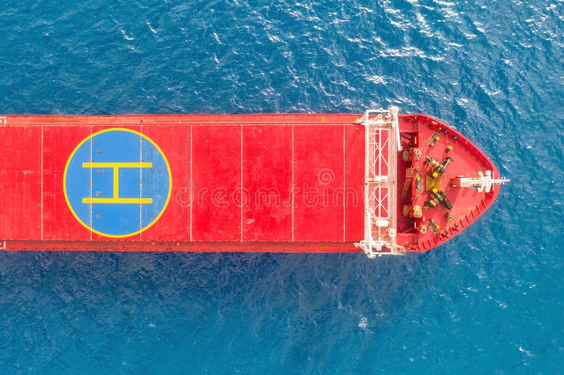 Large General Cargo Ship, Top Down Aerial. Stock Photo - Image of open ...
