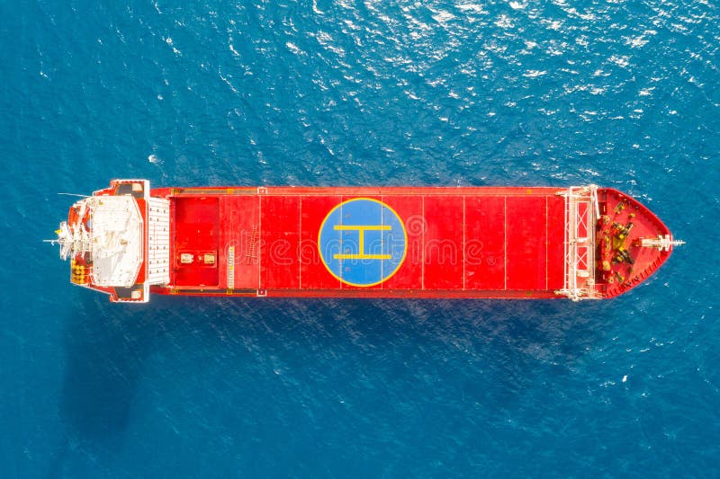 Large General Cargo Ship, Top Down Aerial. Stock Image - Image of ...